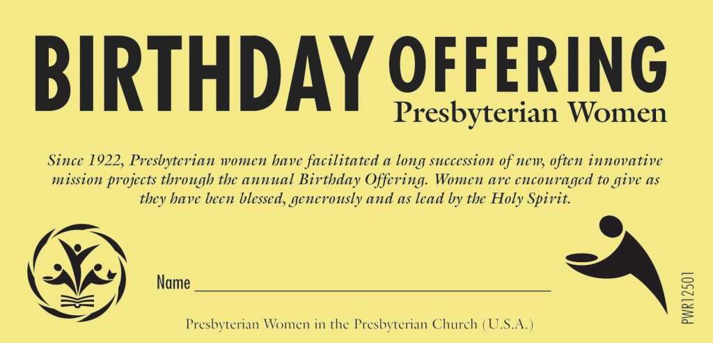 Birthday Offering group giving envelope – Presbyterian Women