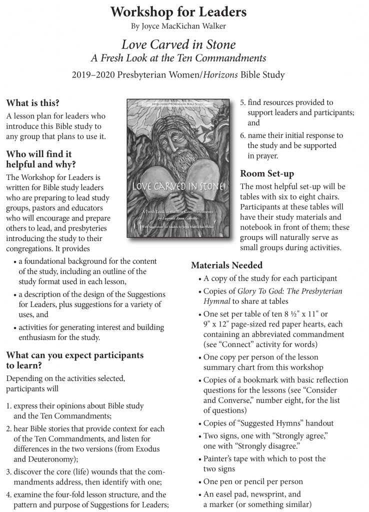 Love Carved in Stone - Workshop for Leaders – Presbyterian Women