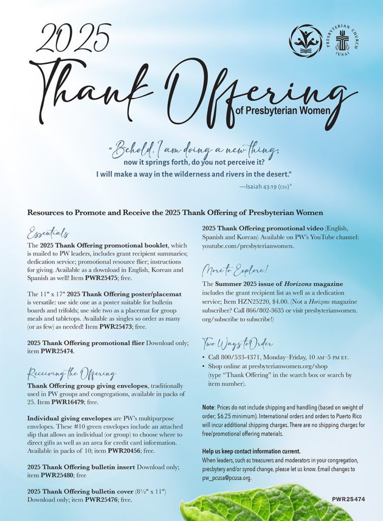 2025 Thank Offering Resource Flier – Presbyterian Women